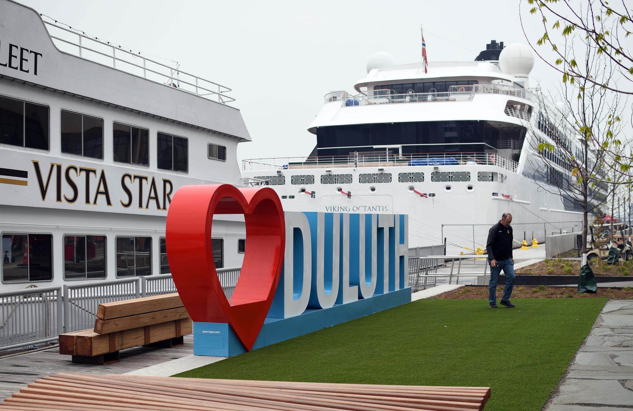 Viking Octantis cruise ship docked along DECC waterfront